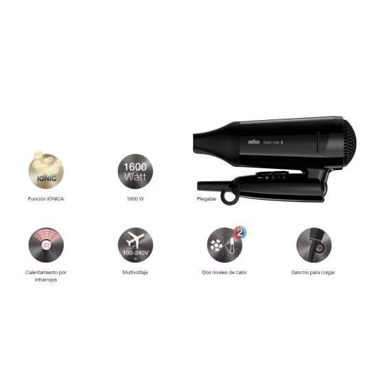 Secador Braun Satin-Hair 3 Style&Go HD 350 | Electrodomesta